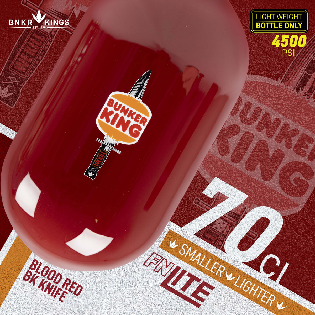 Bunkerkings FN Lite Air Bottle Only - 70ci 4500psi - Blood Red BK Knif ...