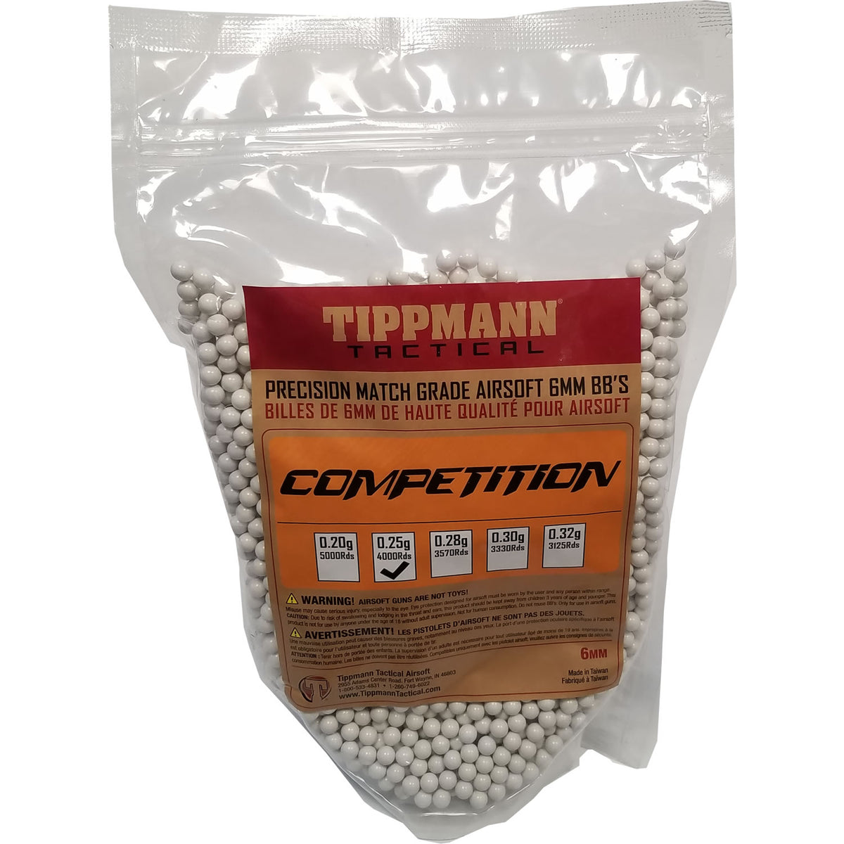 Tippmann Competition Precision Match Grade 6mm Airsoft BB's - White ...