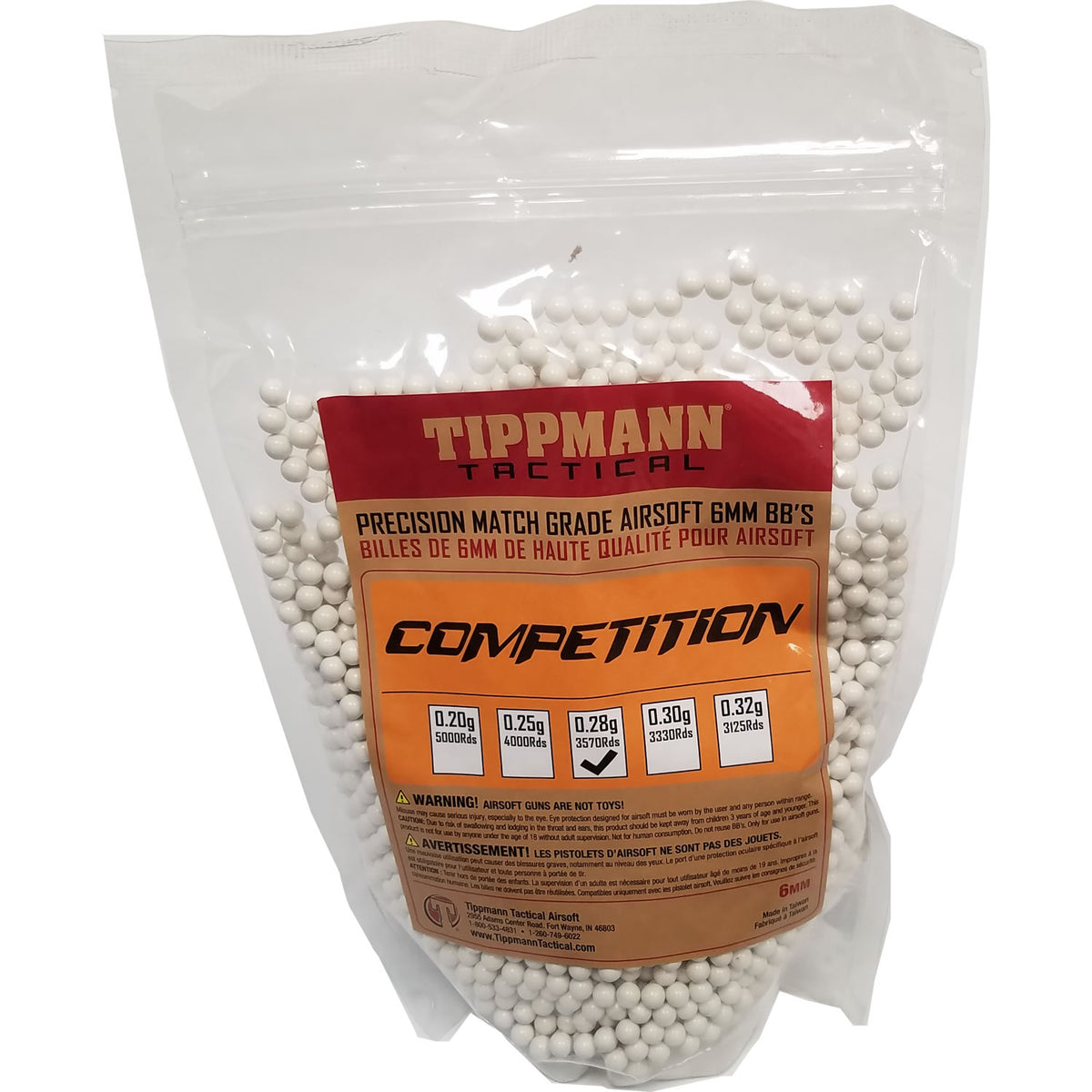 Tippmann Competition Precision Match Grade 6mm Airsoft BB's - White ...