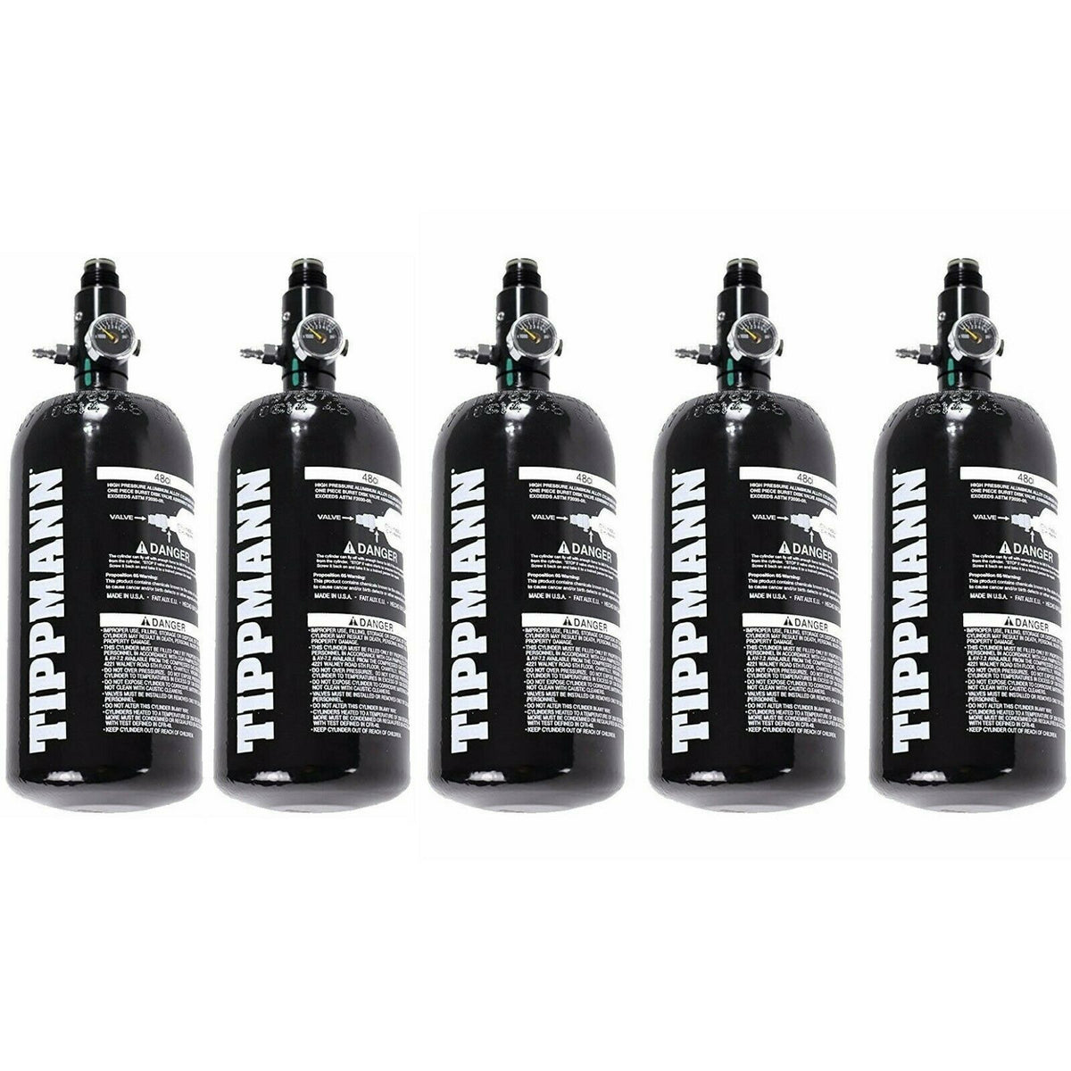 Tippmann Basics 48ci 3K Paintball Tank - Globally Certified - 5 Pack ...